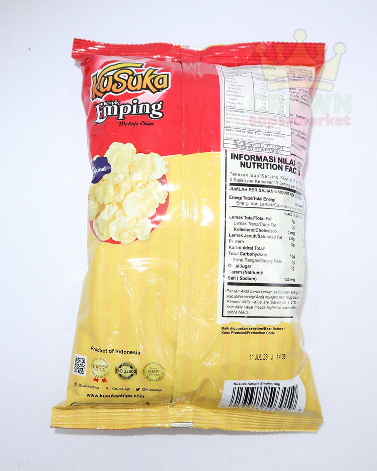Kusuka Keripik Emping Melinjo Chips Original 50g | Crown Supermarket
